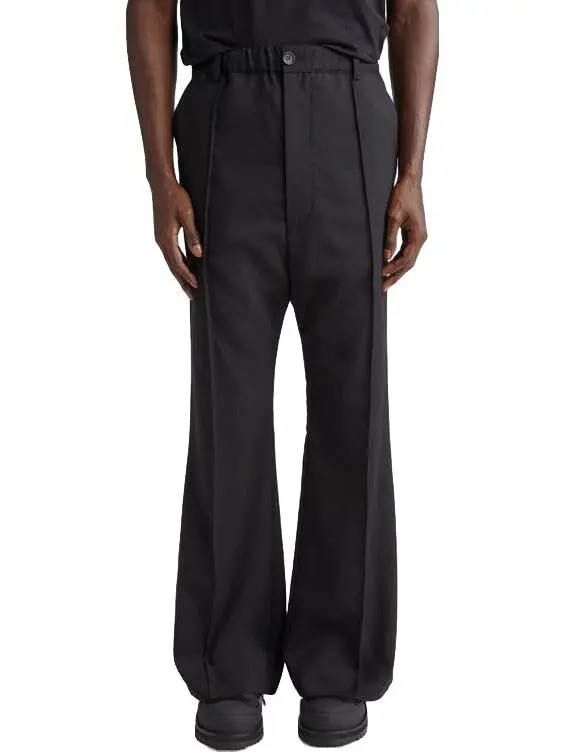 Marni Pintuck Wool Flare Leg Pants - Black