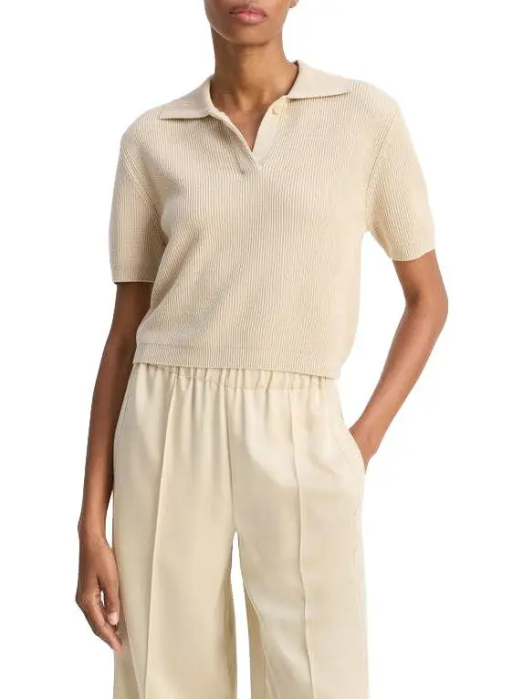 Vince Rib Silk & Cotton Polo - Pale Canyon