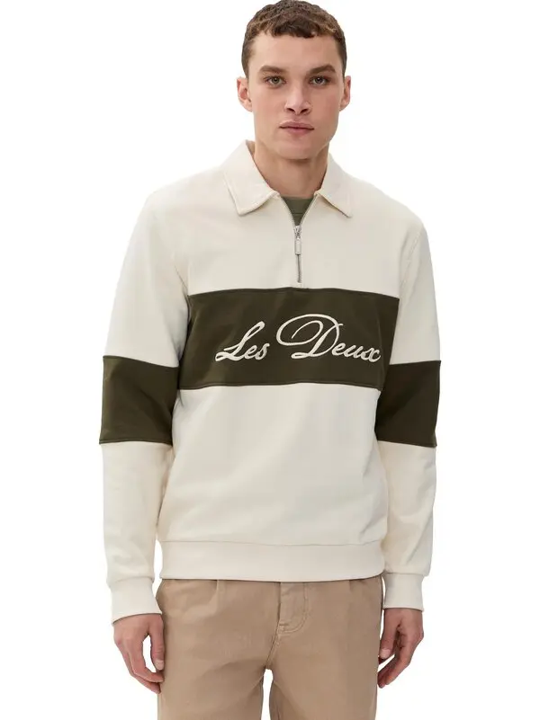 LES DEUX Cory Zipper Rugby Sweatshirt - Ivory