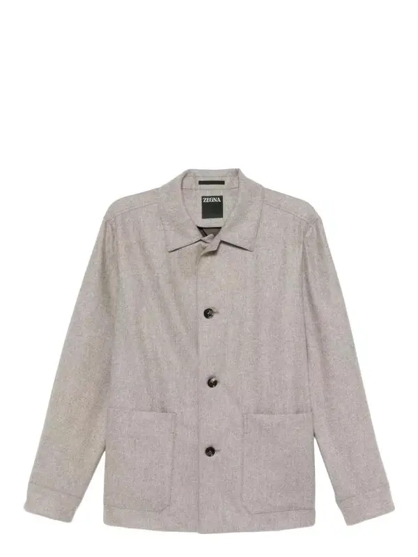 Zegna Button-up Textured Jacket - Neutrals