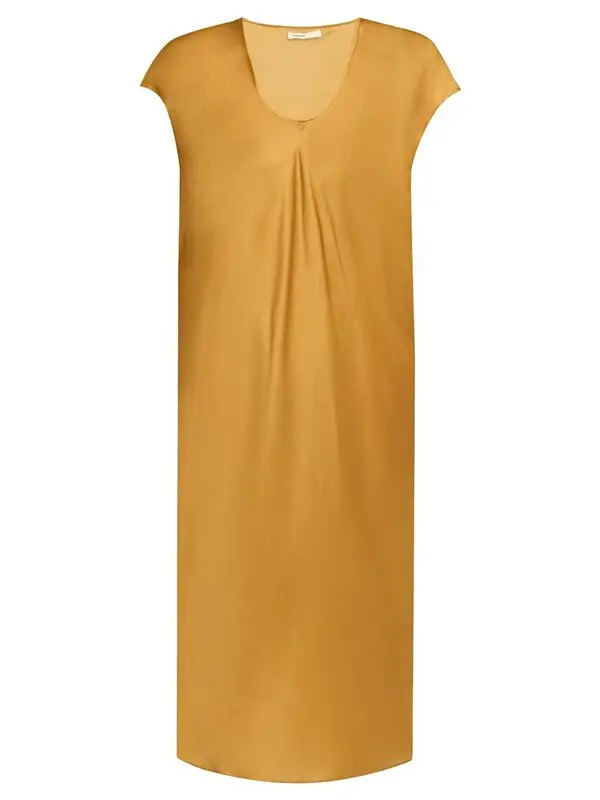Khaite Darby Cap-sleeve Bias Silk Maxi Dress - Dijon