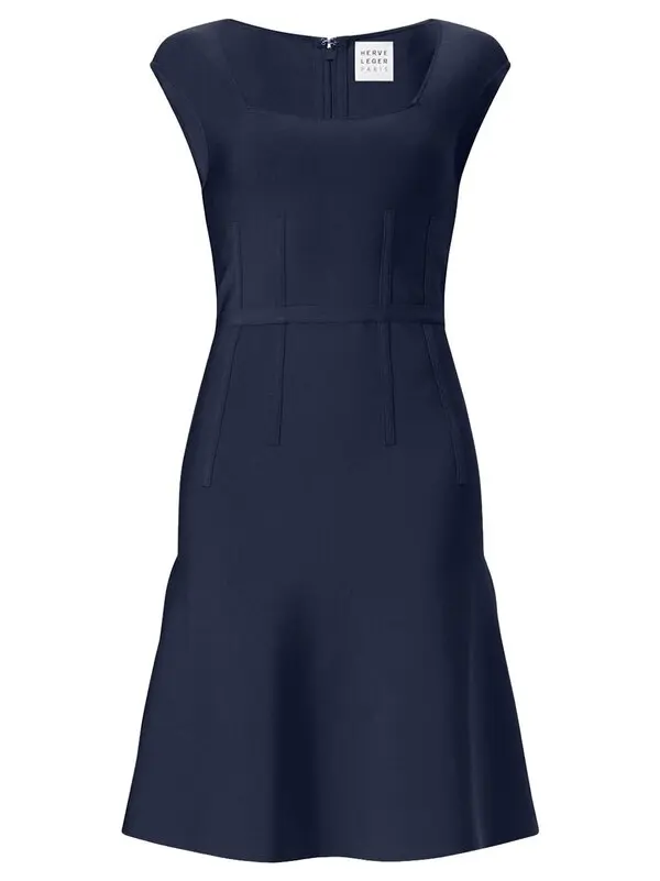 Herve Leger Beatrice Seamed Cap-sleeve Dress - Nocturne