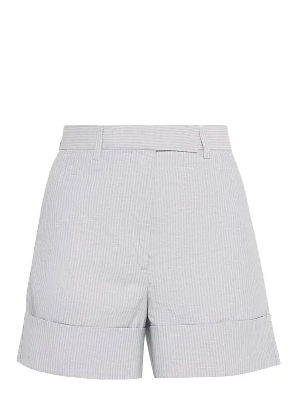 Thom Browne Striped Linen-cotton Suiting Shorts - Lt Grey