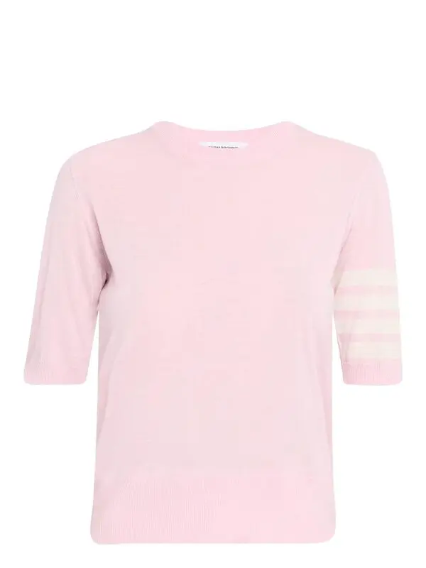 Thom Browne Merino Wool Jersey Stitch 4-bar Short-sleeve Sweater - Lt Pink