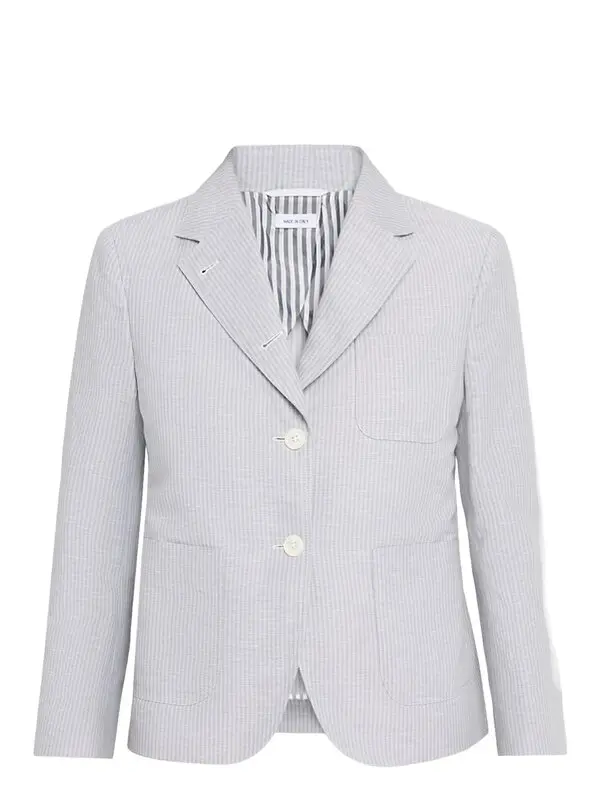 Thom Browne Striped Linen-cotton Crop Sportcoat - Lt Grey