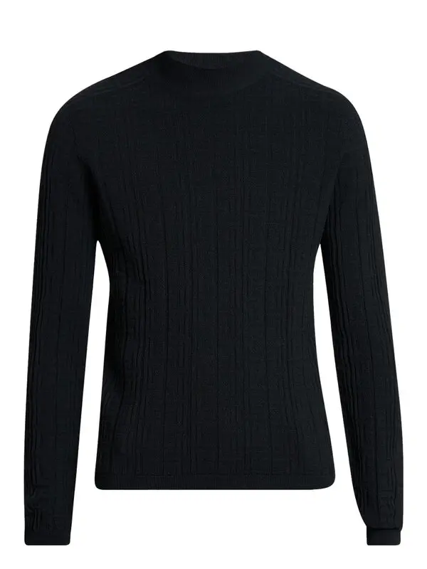 Balmain Monogram Knit Mock Neck Pullover - 0pa Black