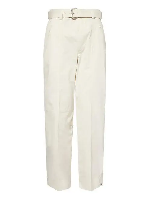 Bottega Veneta Straight-leg Cotton Twill Trousers With Belt - Frosting