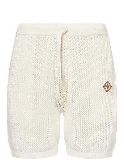 BELIER Crochet Drawstring Cotton-knit Shorts - White