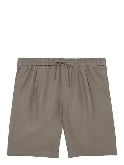 REISS Drawstring Linen Shorts - Mushroom Brown
