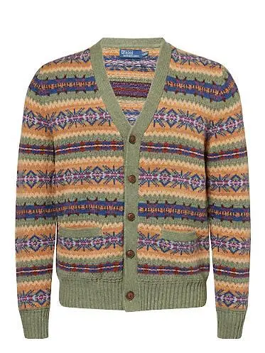 Polo Ralph Lauren Fair Isle V-neck Cardigan - Green Combo