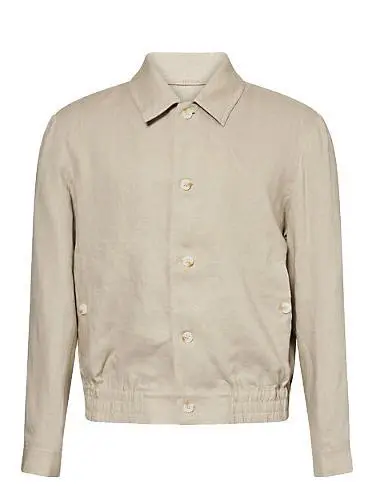 BELIER Brand-embroidery Relaxed-fit Linen Jacket - Oatmeal