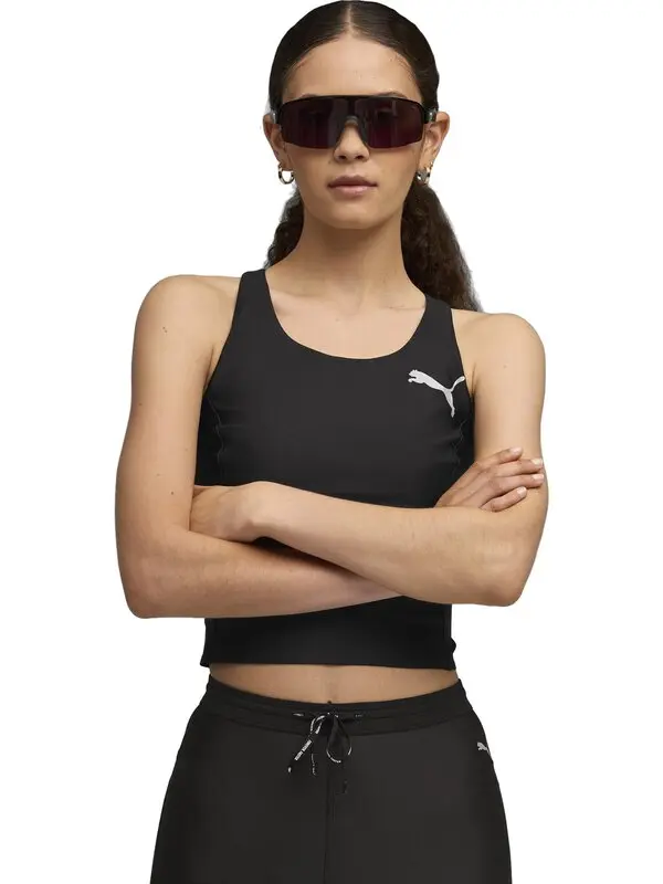 PUMA Raceday Ultraform Stretch Running Crop Tank Top - Black
