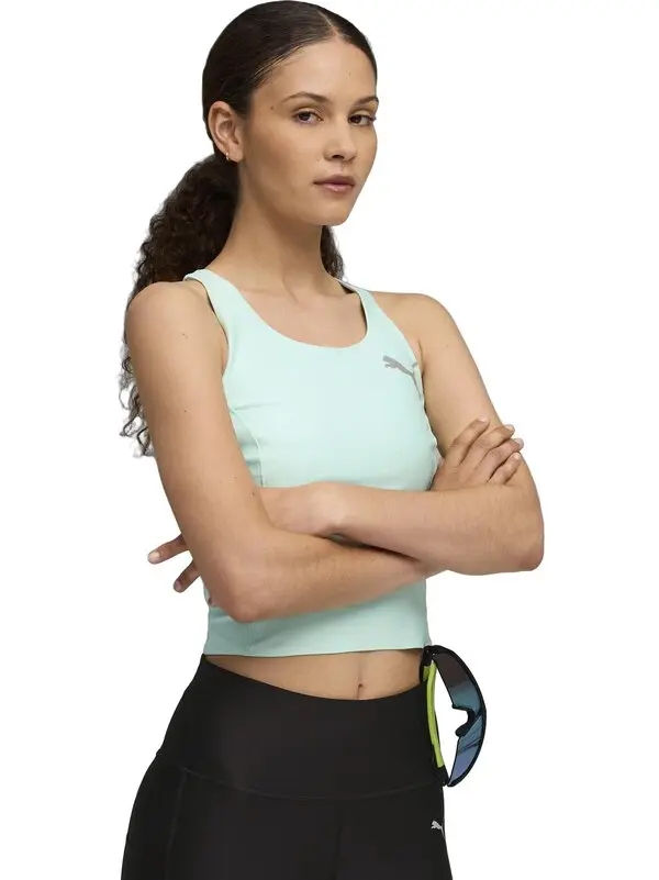 PUMA Raceday Ultraform Stretch Running Crop Tank Top - Mint Melt