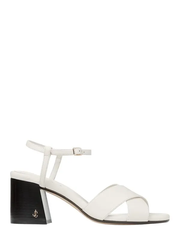 JIMMY CHOO Valla 65 Vacchetta Leather Block Heel Sandals - Neutral