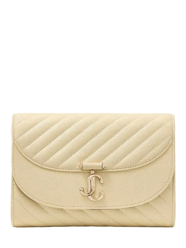 JIMMY CHOO Curve Quilted Biker Leather Clutch - Buttermilk/shiny Gold