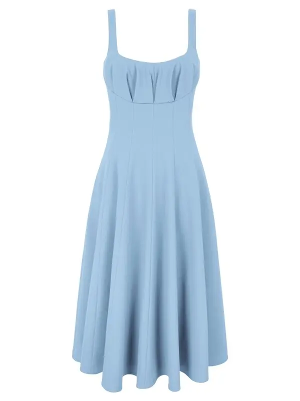 EMILIA WICKSTEAD Collins Single Wool Crepe Dress - Blue