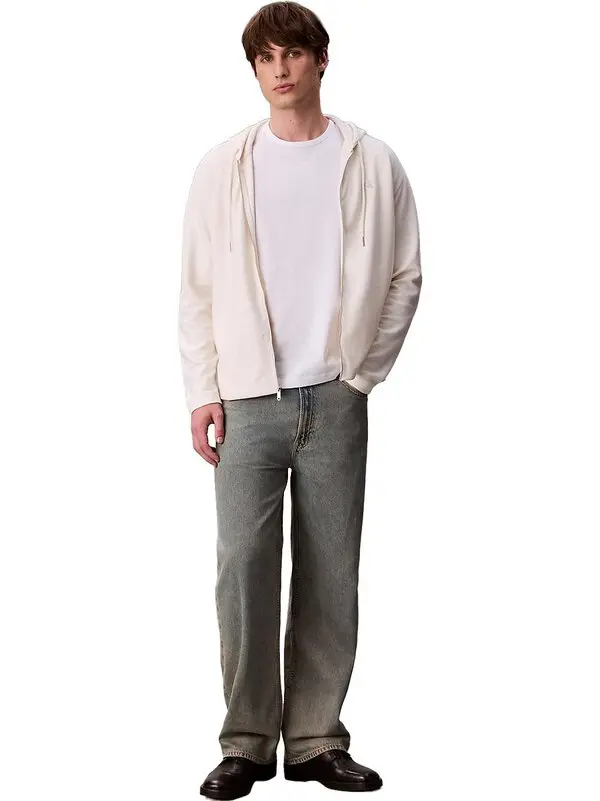 Calvin Klein Cotton Blend Boucle Relaxed Hoodie - Tofu