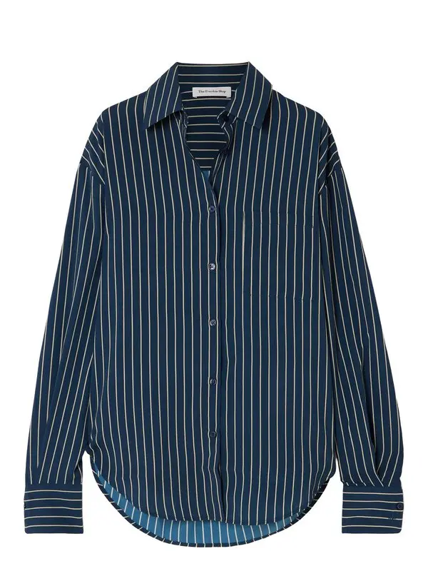 THE FRANKIE SHOP Lui Striped Crepe Shirt - Blue