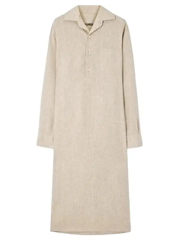 Loro Piana Lora Linen Midi Dress - Neutrals