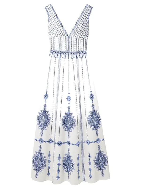 EMPORIO SIRENUSE Nellie Embroidered Maxi Dress - Neutrals