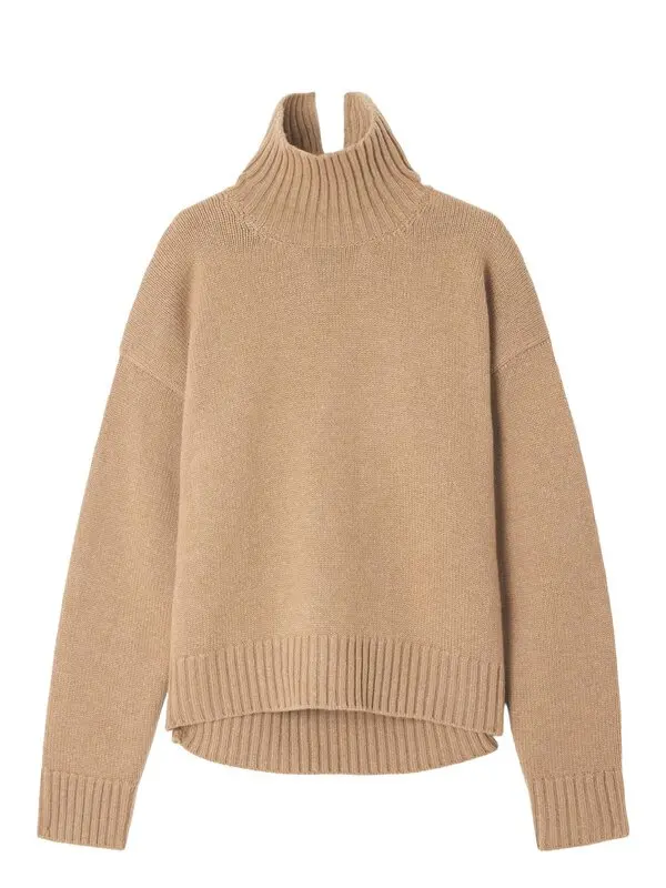 JIL SANDER Cashmere-blend Turtleneck Sweater - Brown
