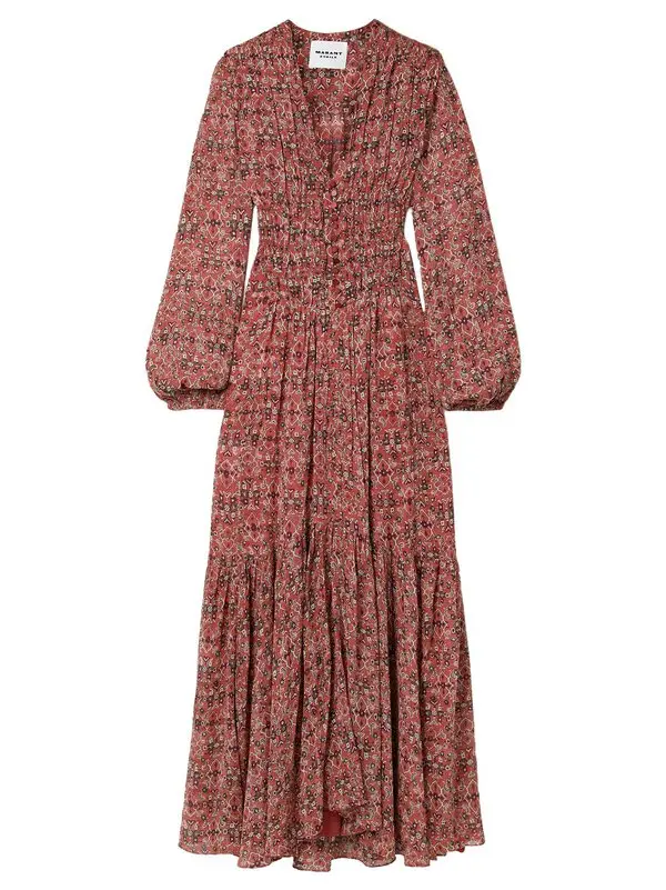MARANT ETOILE Briane Printed Georgette Maxi Dress - Red