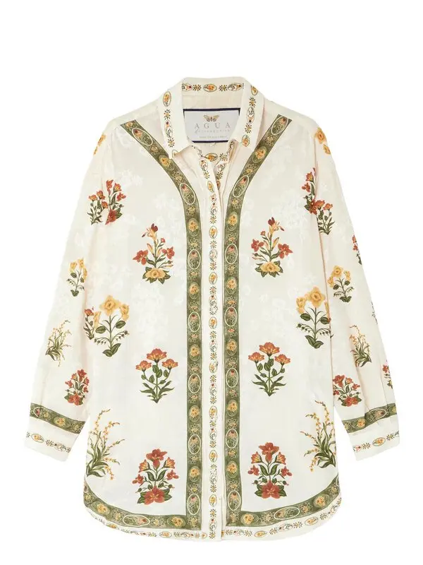 Agua Bendita Cecilia Oversized Jacquard Shirt - Neutrals