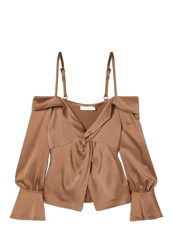 Simkhai Viktoria Cold-shoulder Blouse - Brown