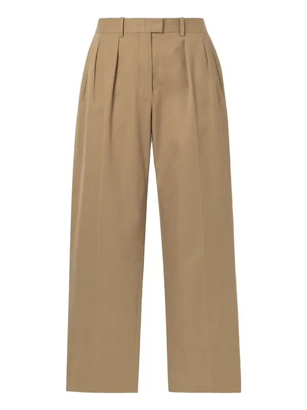 THE ROW Alfidis Pleated Brushed Cotton And Cashmere-blend Twill Wide-leg Pants - Neutrals