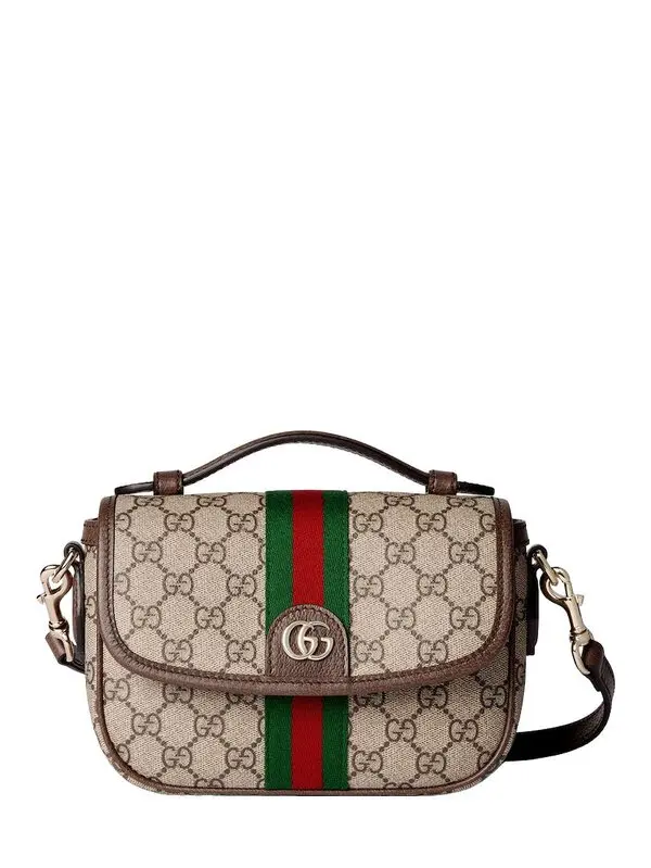 Gucci Ophidia Small Top Handle Bag Gg Canvas - Beige