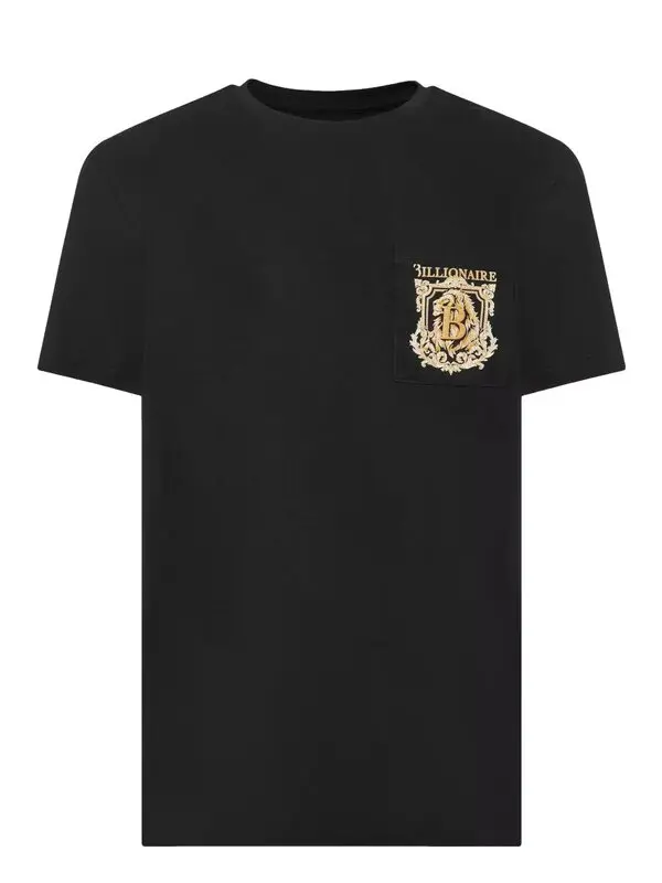 BILLIONAIRE Embroidered-logo Pocket T-shirt - Black