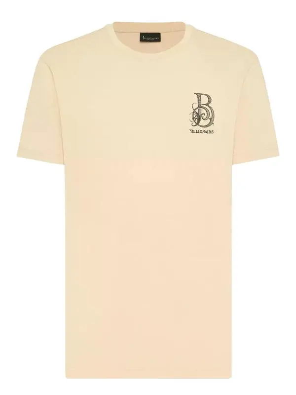 BILLIONAIRE Logo-embroidered T-shirt - Neutrals