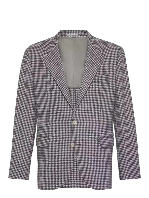 Brunello Cucinelli Houndstooth Blazer - Red