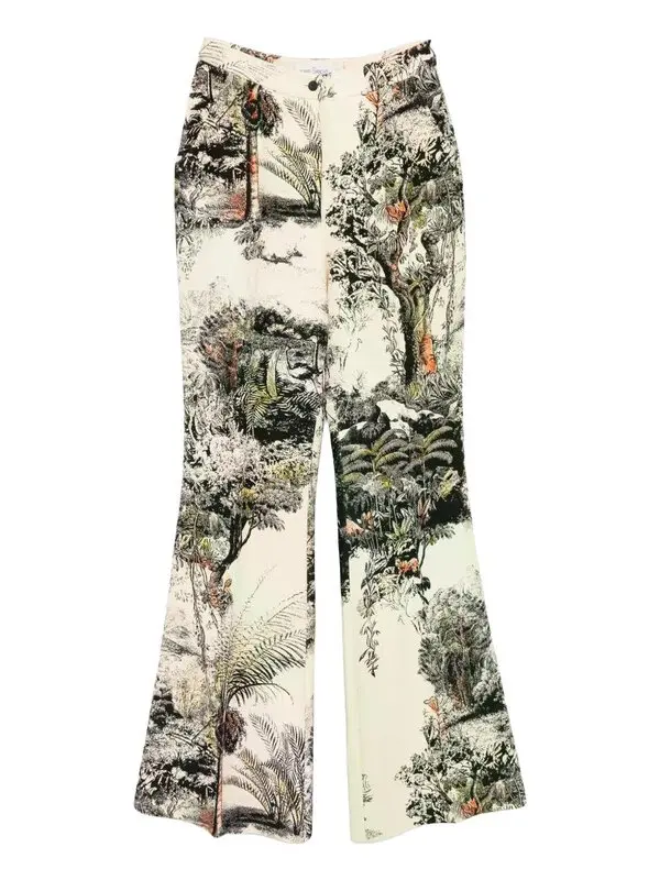 ISABEL SANCHIS Printed Wide Leg Trousers - Neutrals