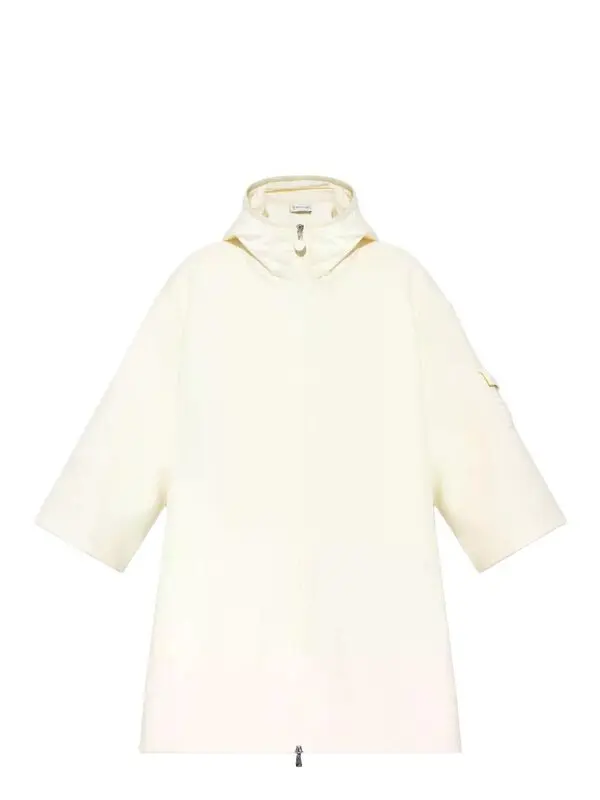 Moncler Hooded Zip-up Cape - Neutrals