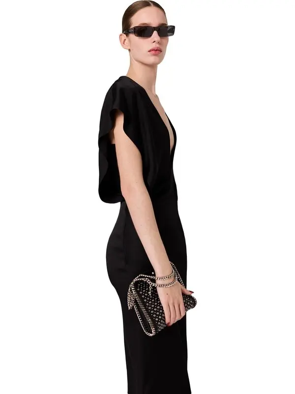 Stella McCartney Deep V Cap-sleeved Midi Dress - Black