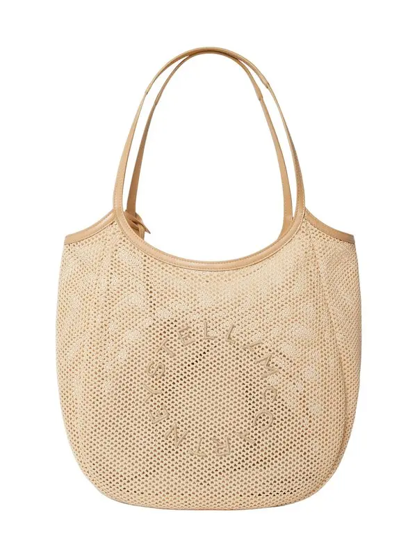 Stella McCartney Logo Mesh Hobo Bag - Beige