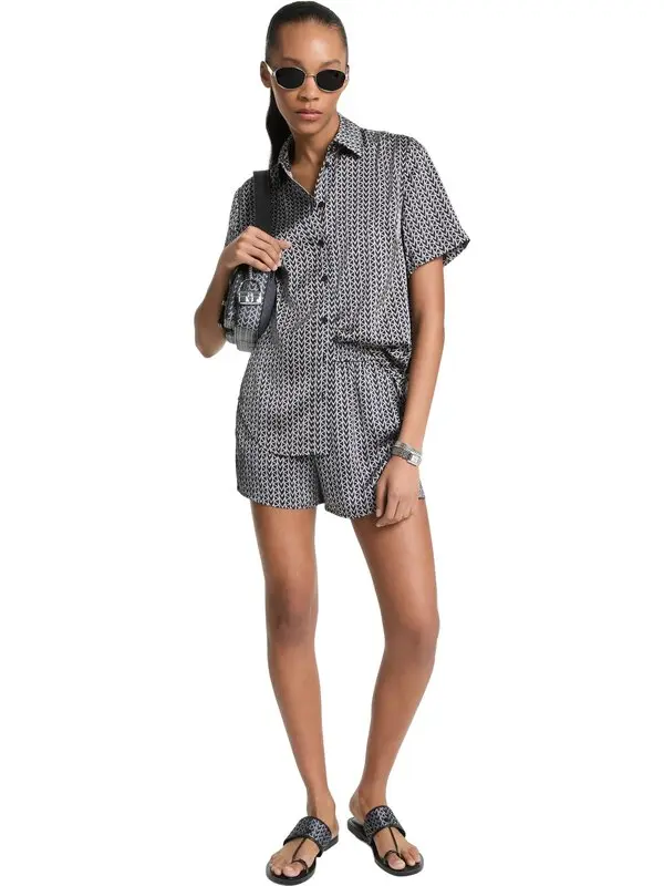 Michael Kors Mk2000 Logo Camp Shirt - Silver