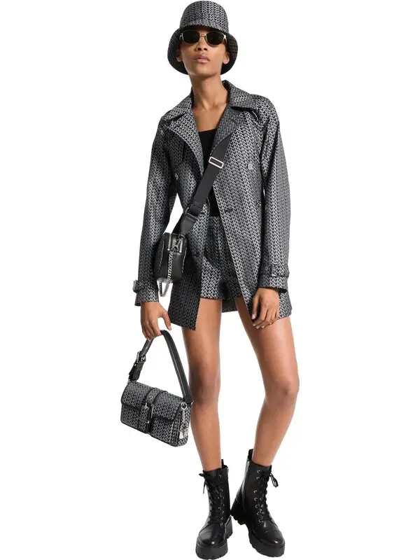 Michael Kors Logo Jacquard Trench Coat - Silver