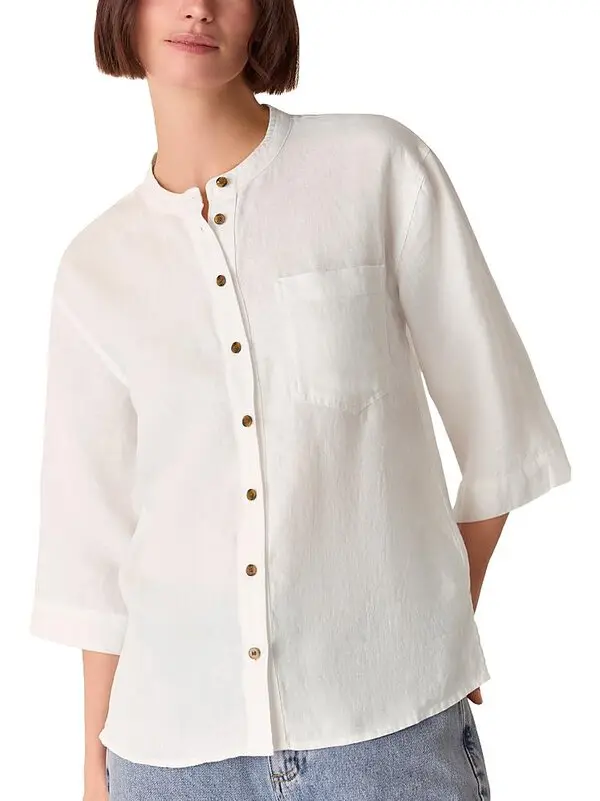 Whistles Grandad Linen Shirt - White