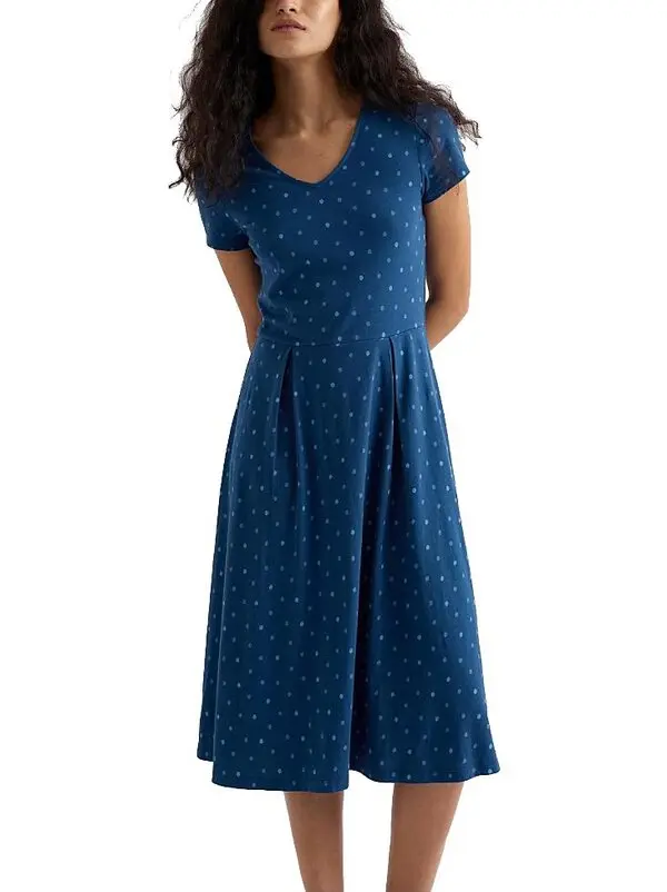 SEASALT CORNWALL Pier View Fit-and-flare Dress - Little Sponge Spot Dark Voyage