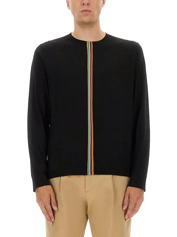 Paul Smith Striped Merino Wool Jersey - Black