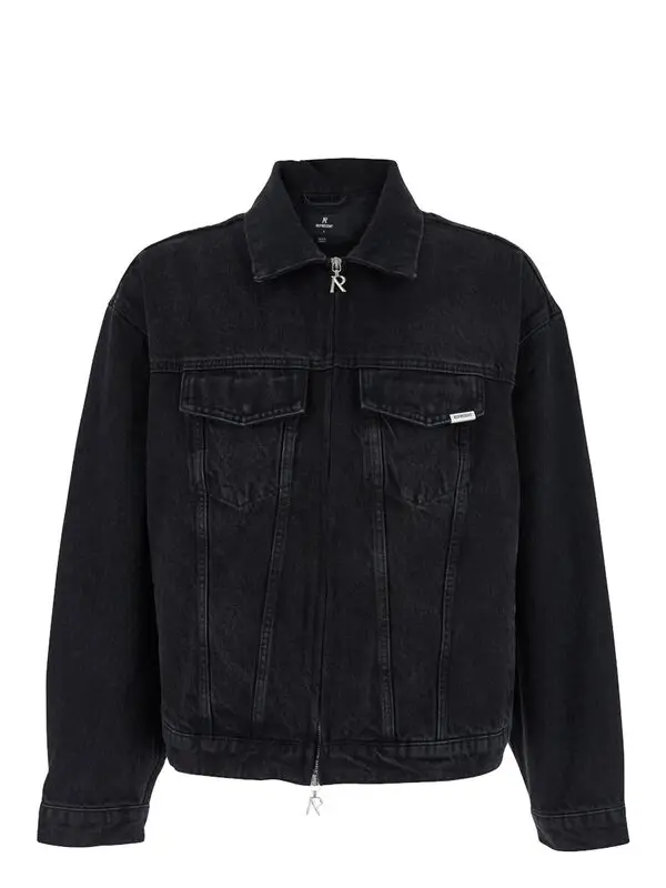 REPRESENT Jacket With Classic Collar And Logo Patch In Denim - Black