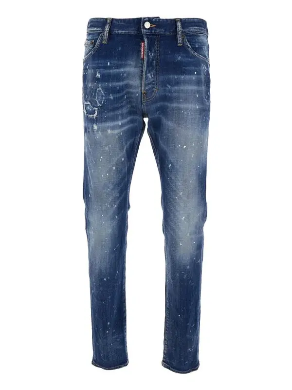 Dsquared2 Denim Jeans With Painted Details - Blue