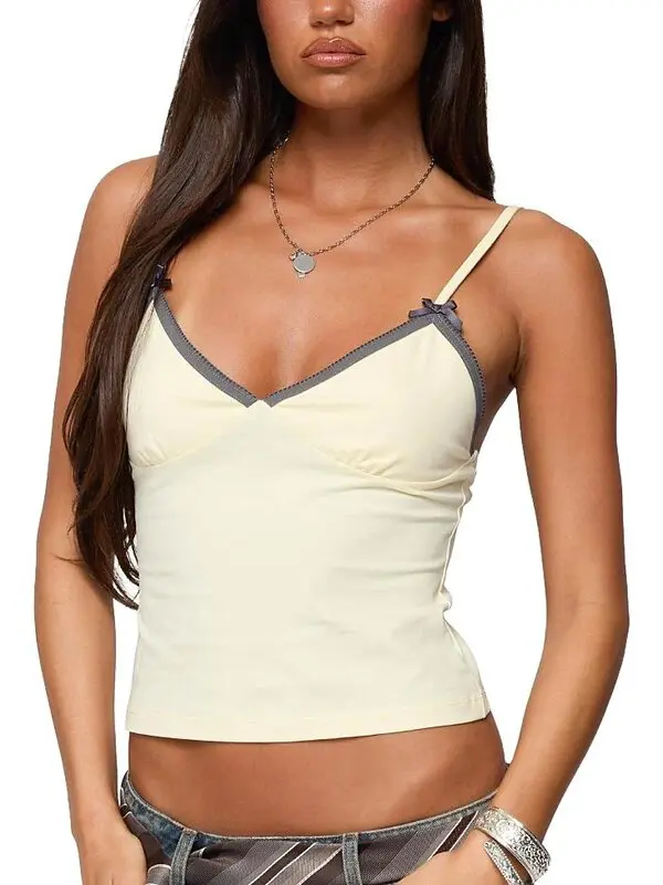 EDIKTED Ruelle Contrast Frill Tank Top - Yellow