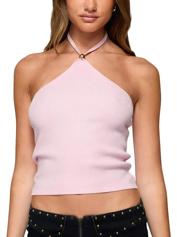 EDIKTED Hollis Knit Halter Top - Light-pink