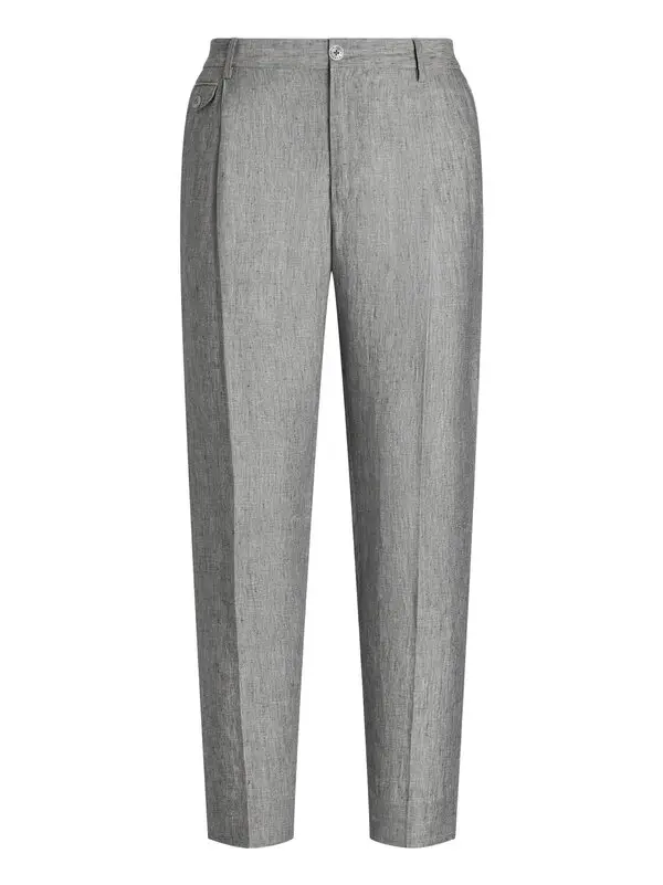 Dolce & Gabbana Washed Linen Canvas Trousers - Grey