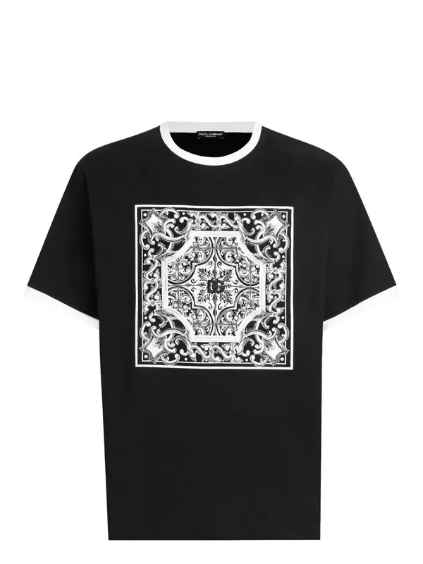 Dolce & Gabbana Cotton T-shirt With Print And Embroidery - Black