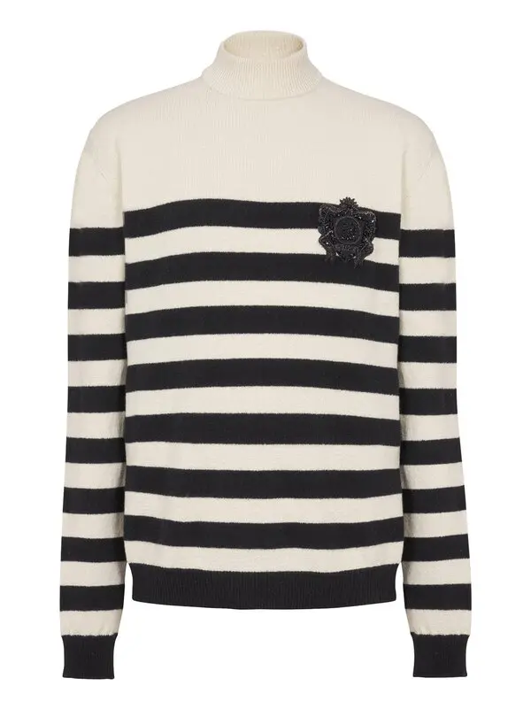 Balmain Wool-cashmere Stripe Sweater - Beige