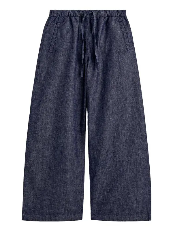 Cos Denim Wide-leg Drawstring Pants - Indigo